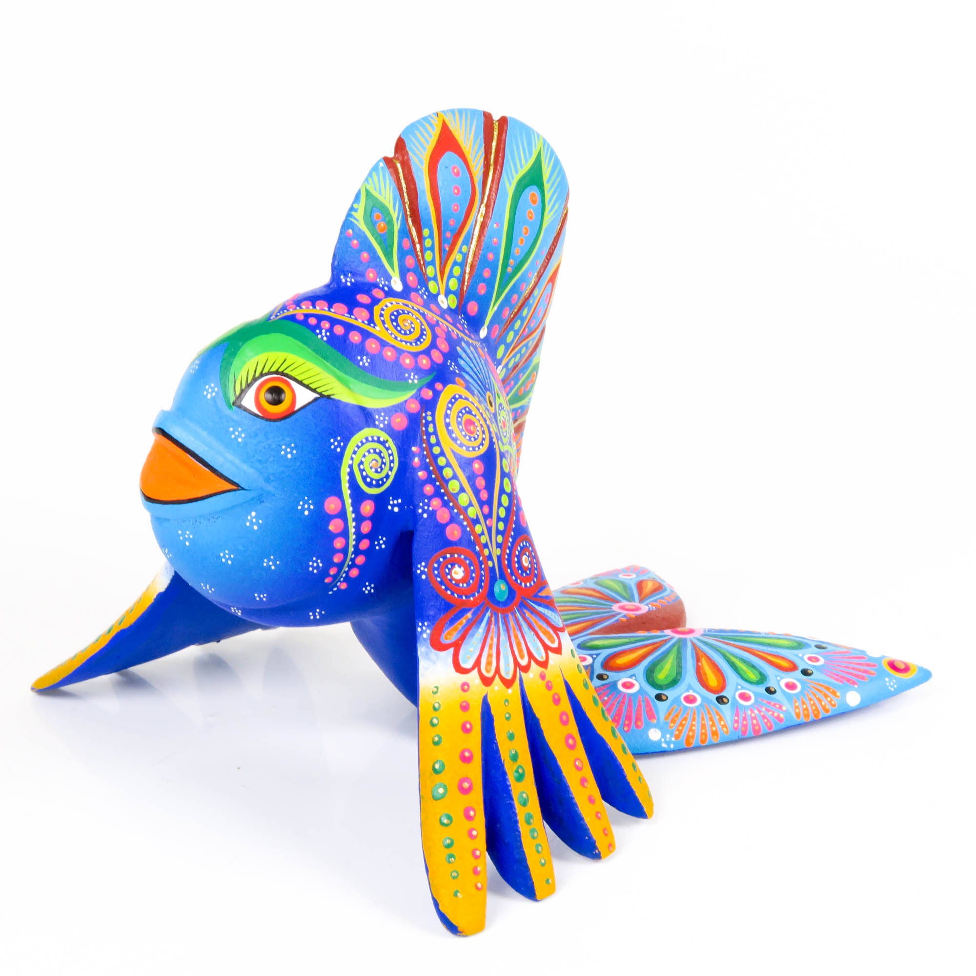 Blue Fish - Oaxacan Alebrije Wood Carving – VivaMexico.com - Mexican Art
