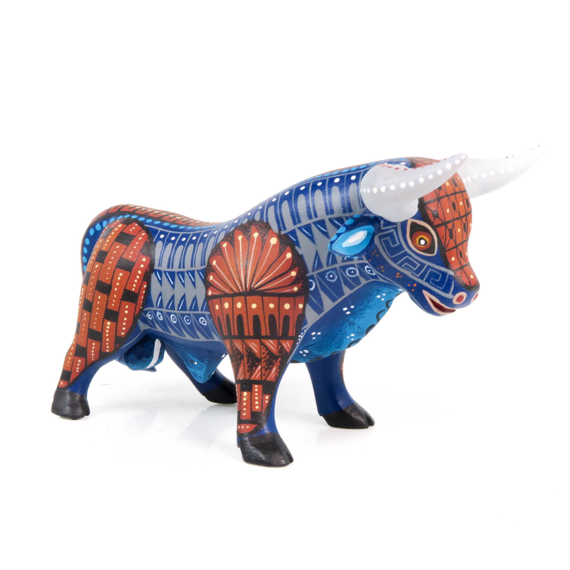 Blue Charging Bull - Oaxacan Alebrije Wood Carving – VivaMexico.com ...