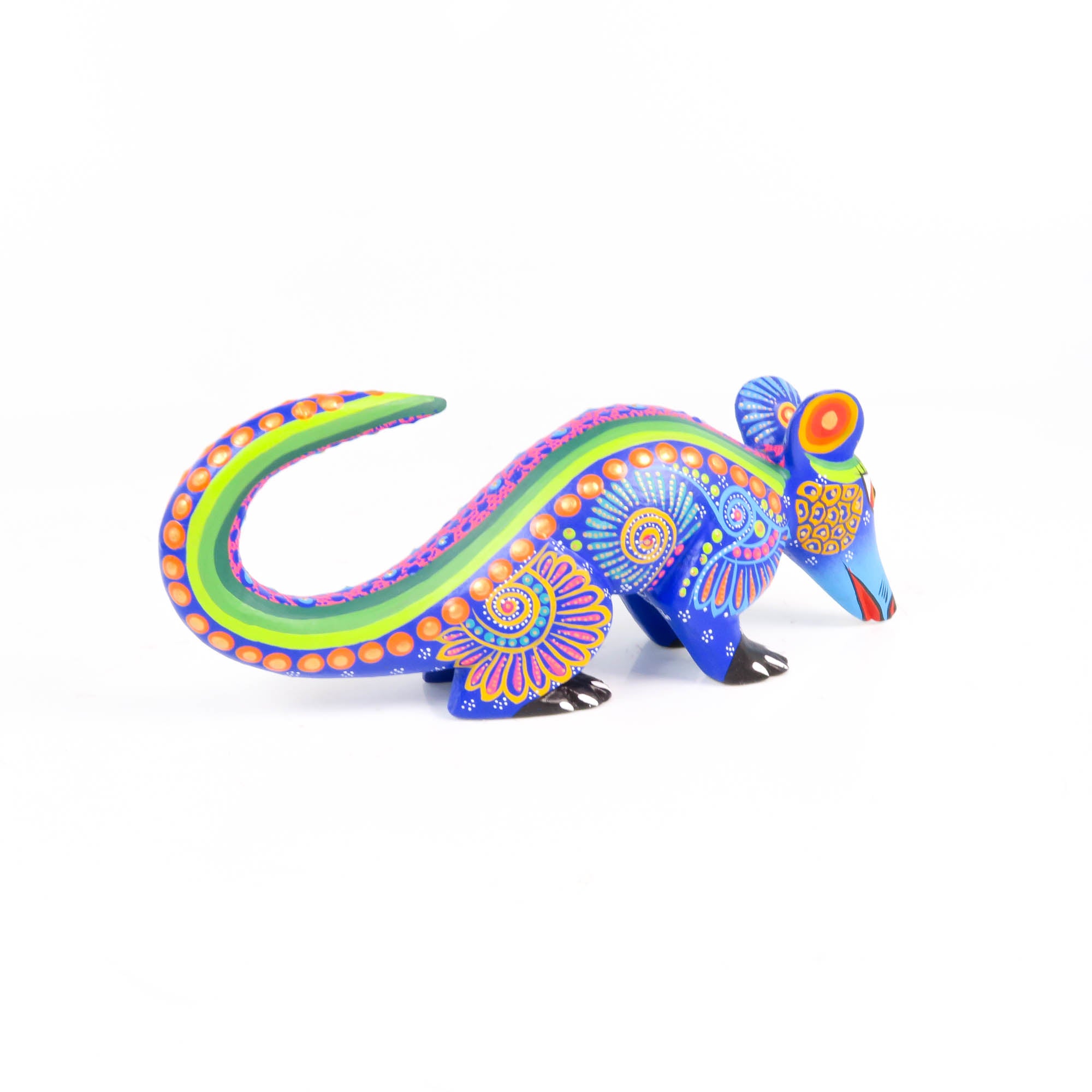 Blue Opossum - Oaxacan Alebrije Wood Carving – VivaMexico.com - Mexican Art