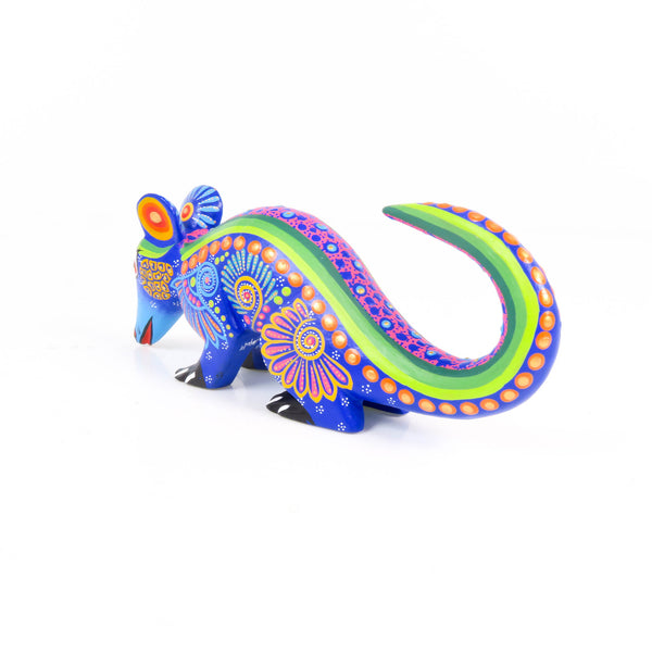 Blue Opossum - Oaxacan Alebrije Wood Carving – VivaMexico.com - Mexican Art