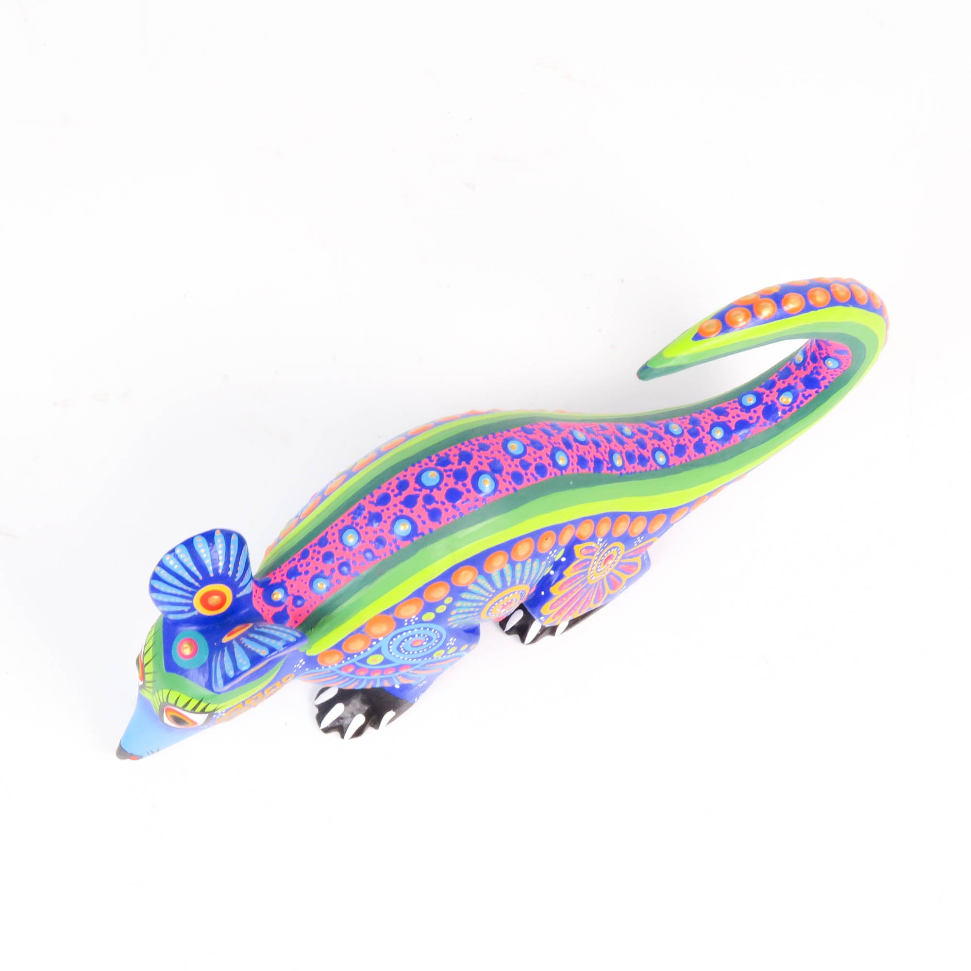 Blue Opossum - Oaxacan Alebrije Wood Carving – VivaMexico.com - Mexican Art