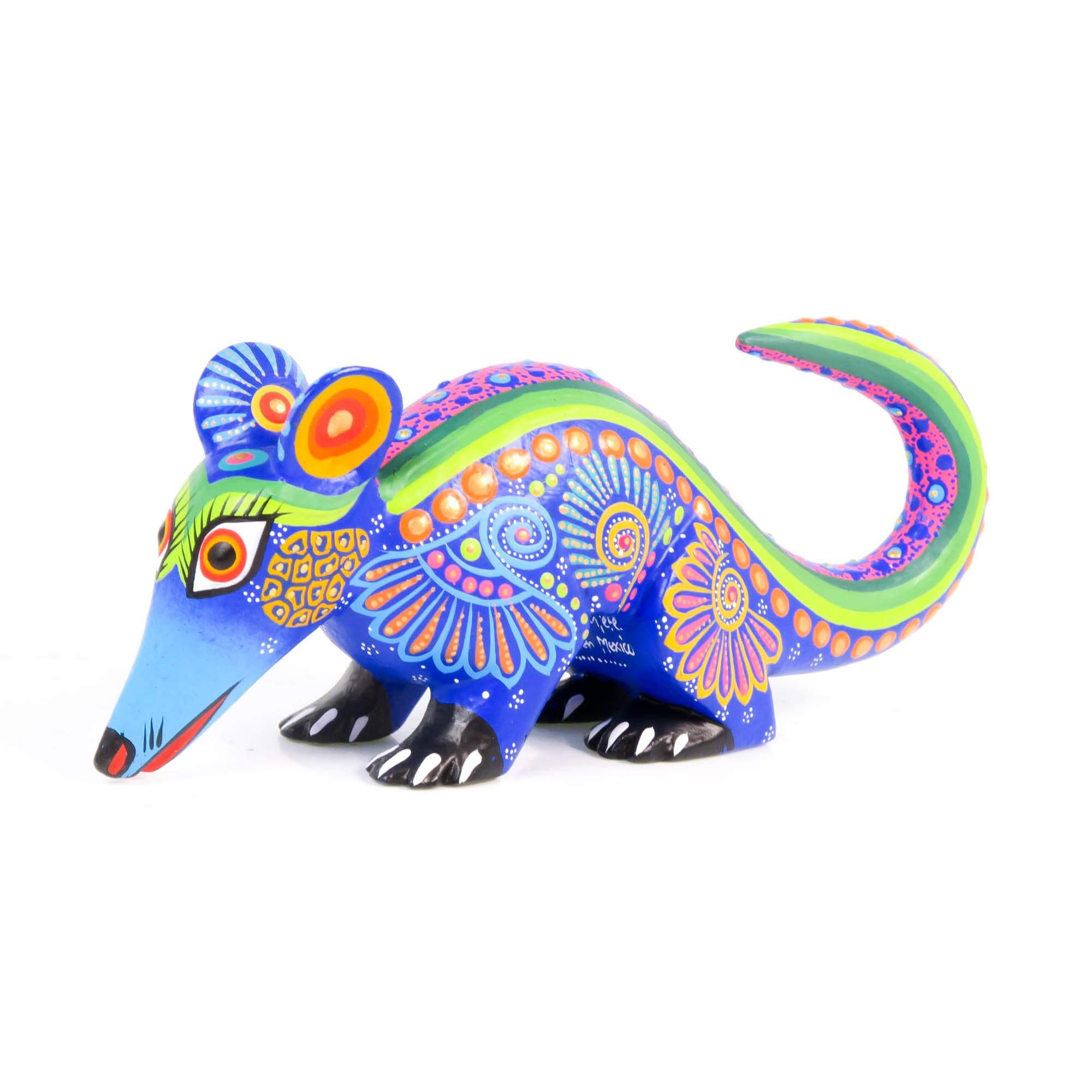 Blue Opossum - Oaxacan Alebrije Wood Carving – VivaMexico.com - Mexican Art