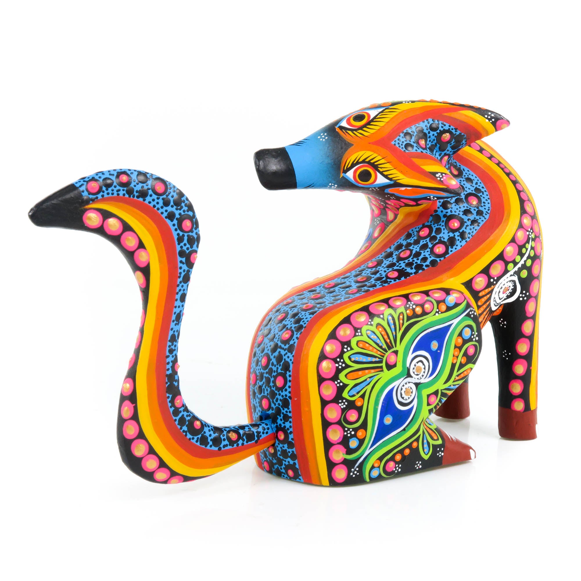 Black Coyote - Oaxacan Alebrije Wood Carving – VivaMexico.com - Mexican Art