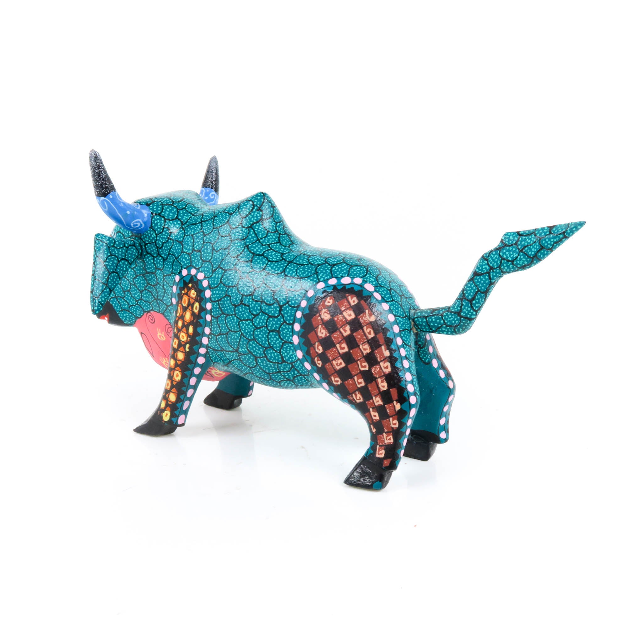 Blue Bull - Oaxacan Alebrije Wood Carving – VivaMexico.com - Mexican Art