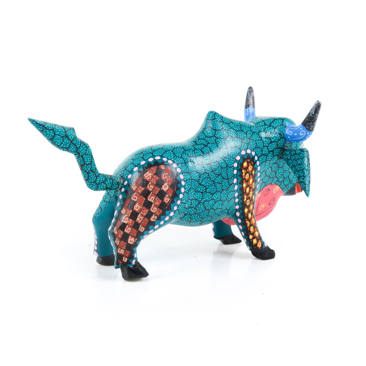 Blue Bull - Oaxacan Alebrije Wood Carving – VivaMexico.com - Mexican Art