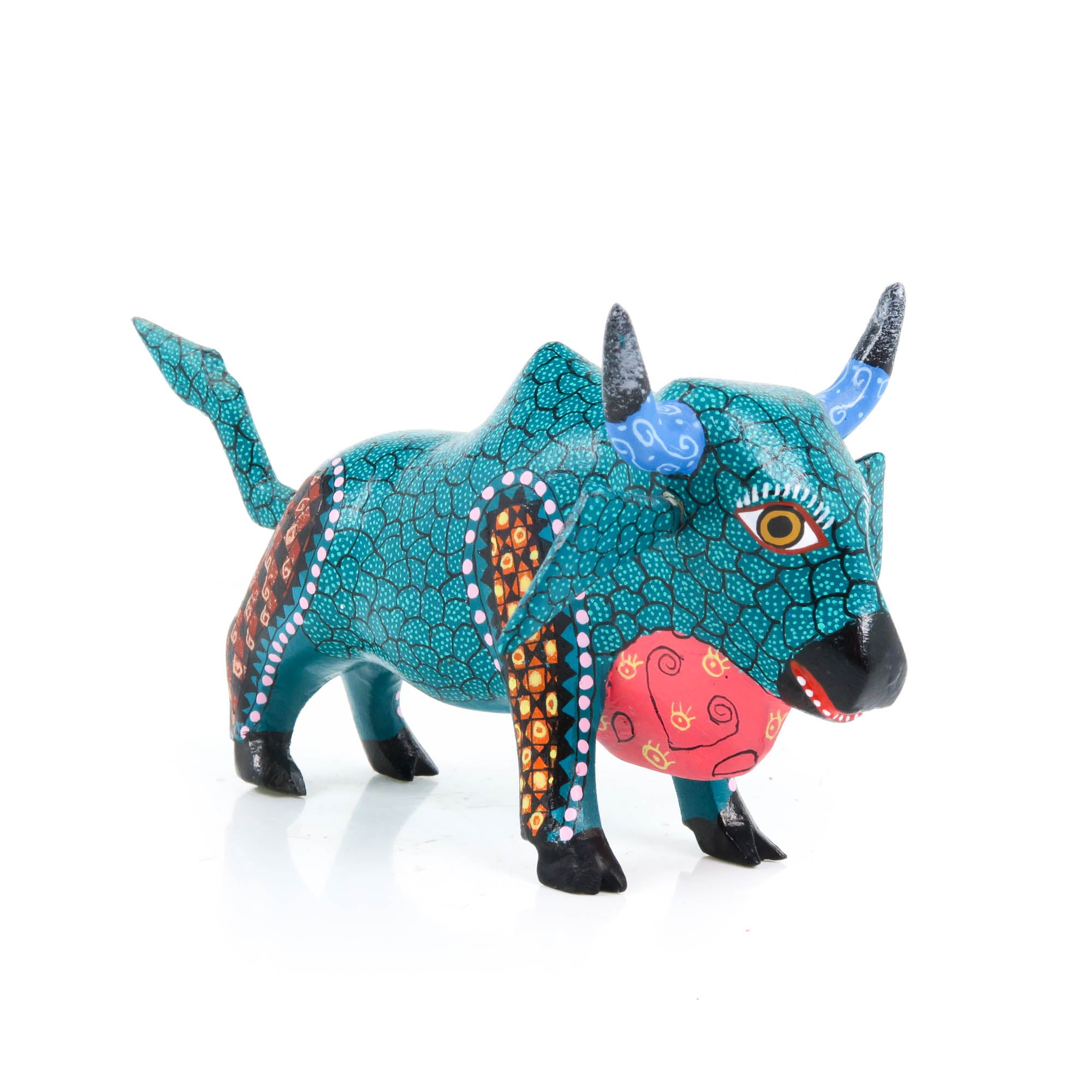Blue Bull - Oaxacan Alebrije Wood Carving – VivaMexico.com - Mexican Art