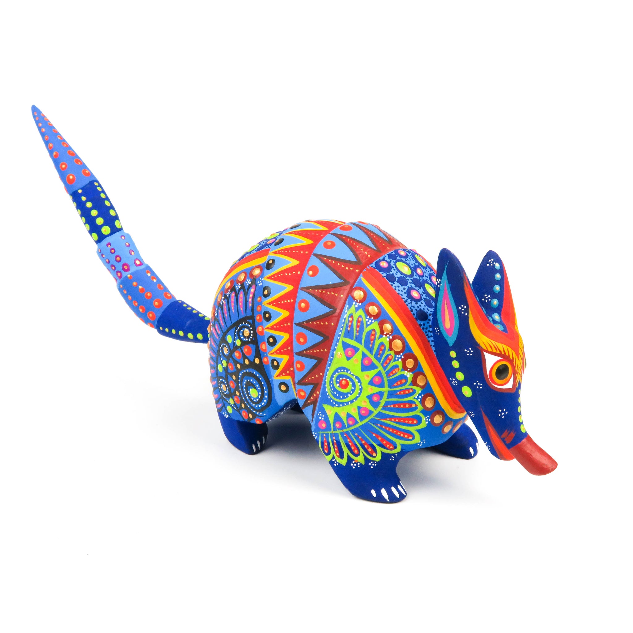 Blue Armadillo - Oaxacan Alebrije Wood Carving Mexican Folk Art Sculpt ...