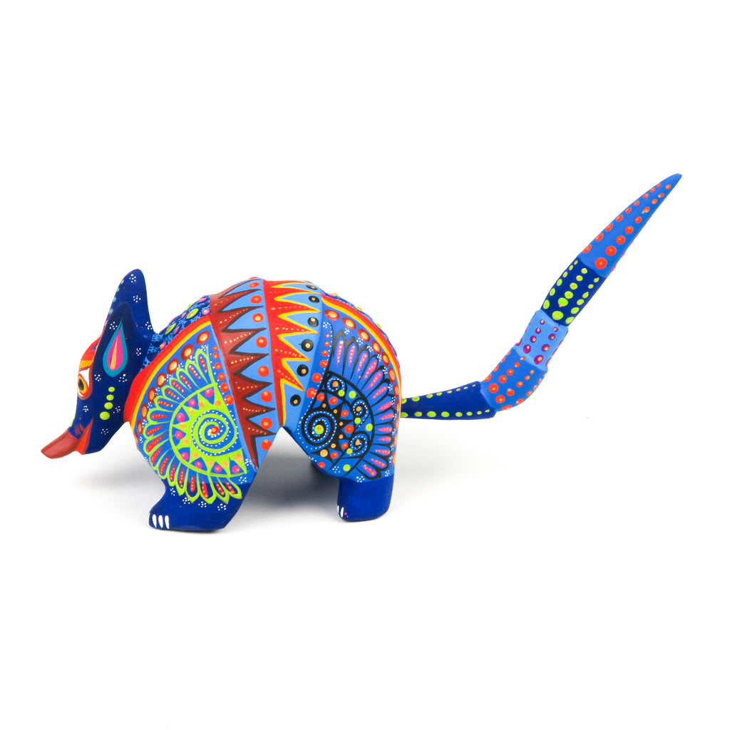 Blue Armadillo - Oaxacan Alebrije Wood Carving Mexican Folk Art Sculpt ...